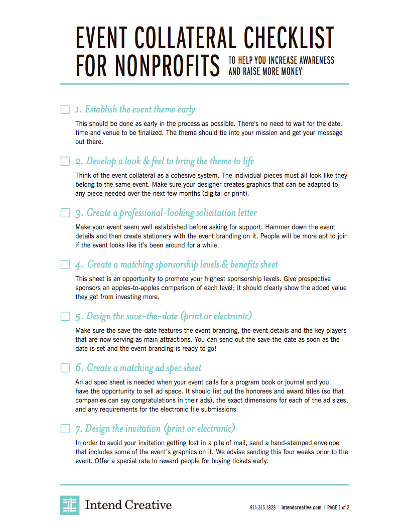 Event collateral checklist for nonprofits (Part 2)